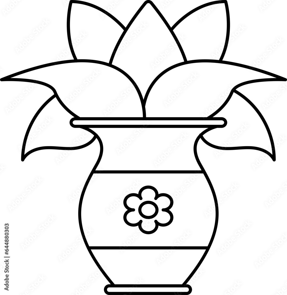 Swastika Symbol Worship Pot (Kalash) Icon In Line Art. Stock Vector ...