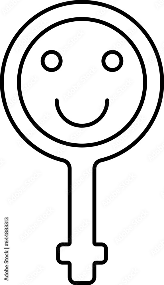 Smiley Face Female Gender Line Art Icon Or Symbol. Stock Vector | Adobe ...