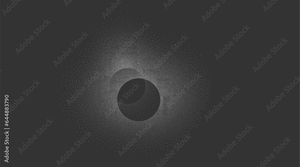 Dotwork solar, moon eclipse. Abstract shape noise texture dotwork grain ...