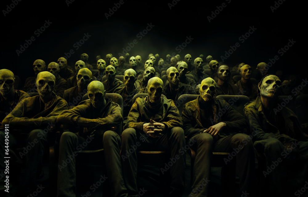 AI-generated haunted Halloween macabre photo. A bunch of creepy zombies ...