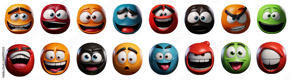 Emoticon icon set collection with different reactions. Transparent ...