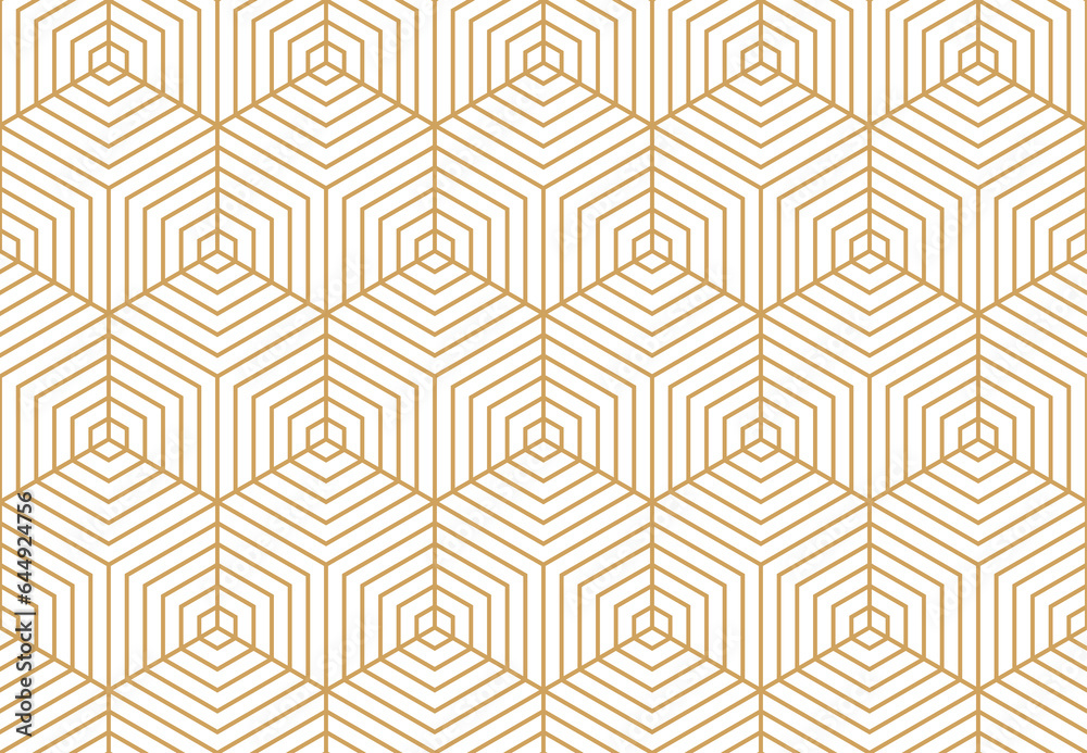 Seamless hexagon pattern with gold strip line, png with transparent ...