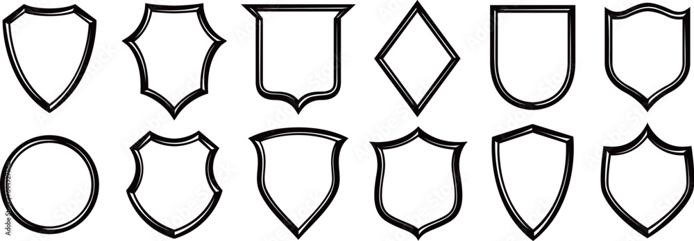Badge shapes. Shields set. Patch template, different insignia badges ...
