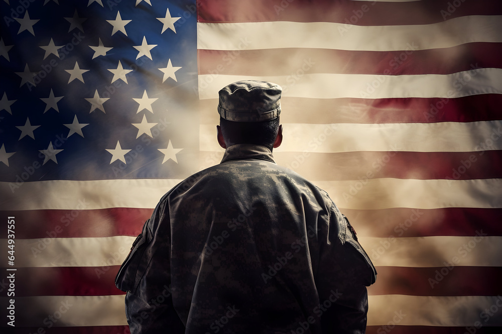 Veterans Day Tribute The Back of an American Military Man Proudly ...