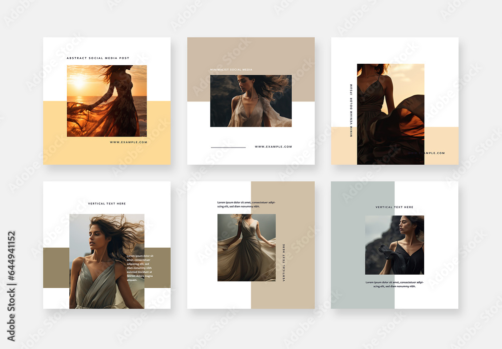 Minimalist Social Media Posts With Photo Placeholders Stock Template ...