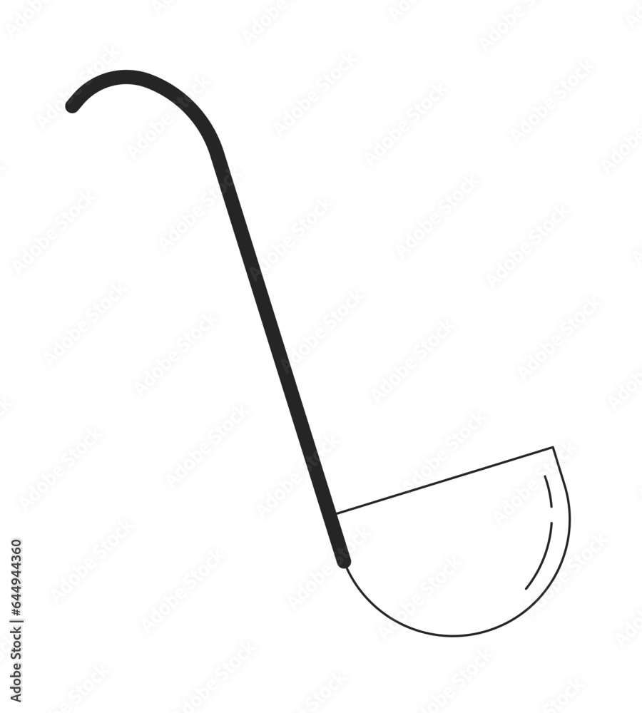 Ladle flat monochrome isolated vector object. Cooking utensil. Editable ...