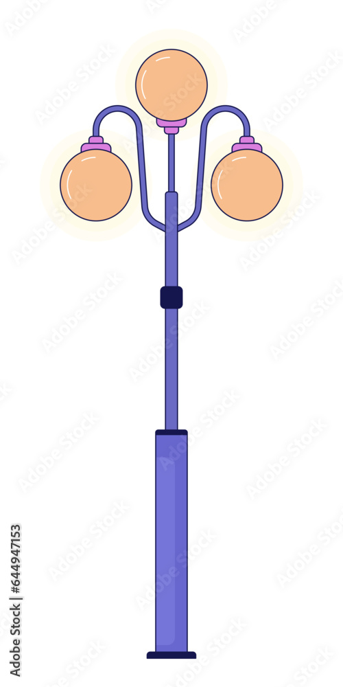 Lamppost streetlamp flat line color isolated vector object. Street ...