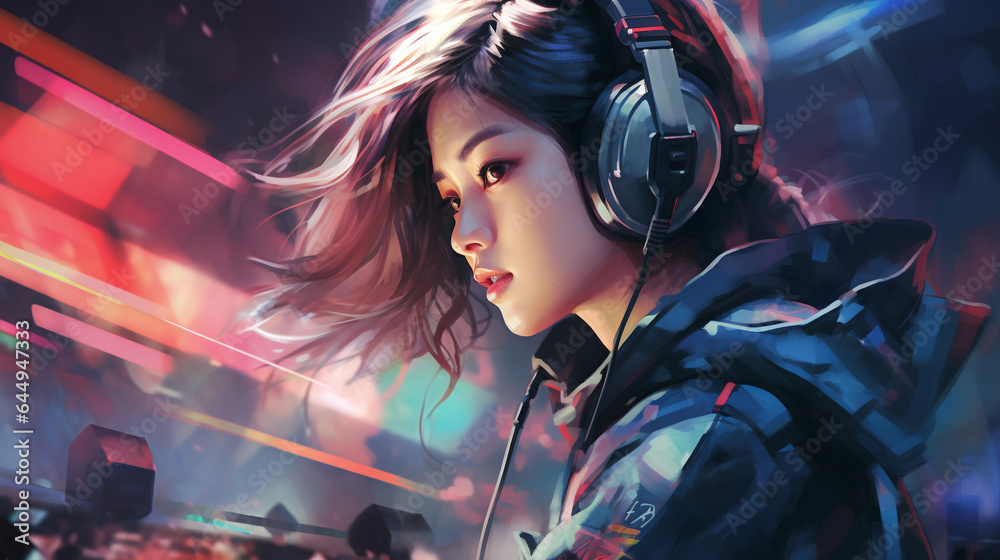 painting Professional eSports profile gamer scene with light Stock ...