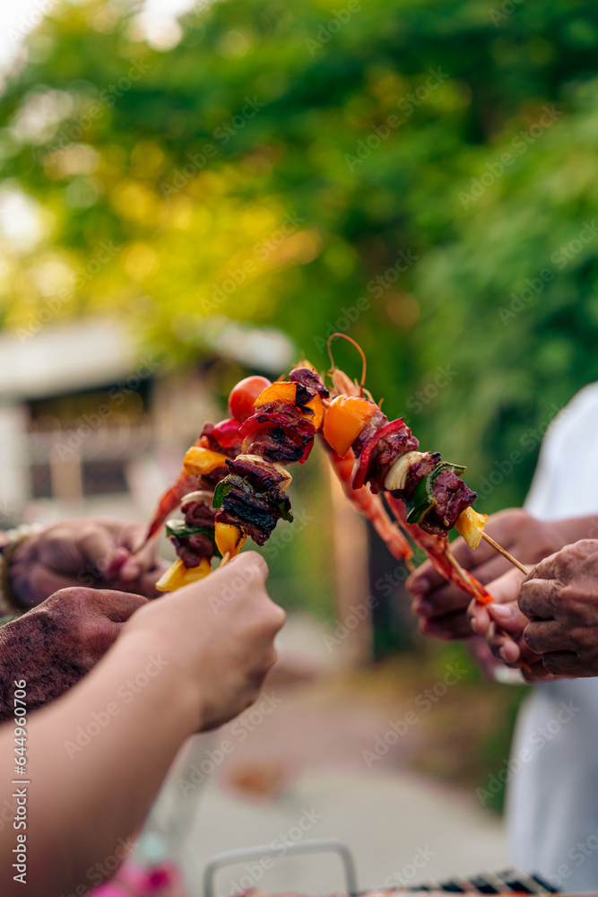 BBQ Fun Party with Grandparents, Family Gathering in the Garden ...