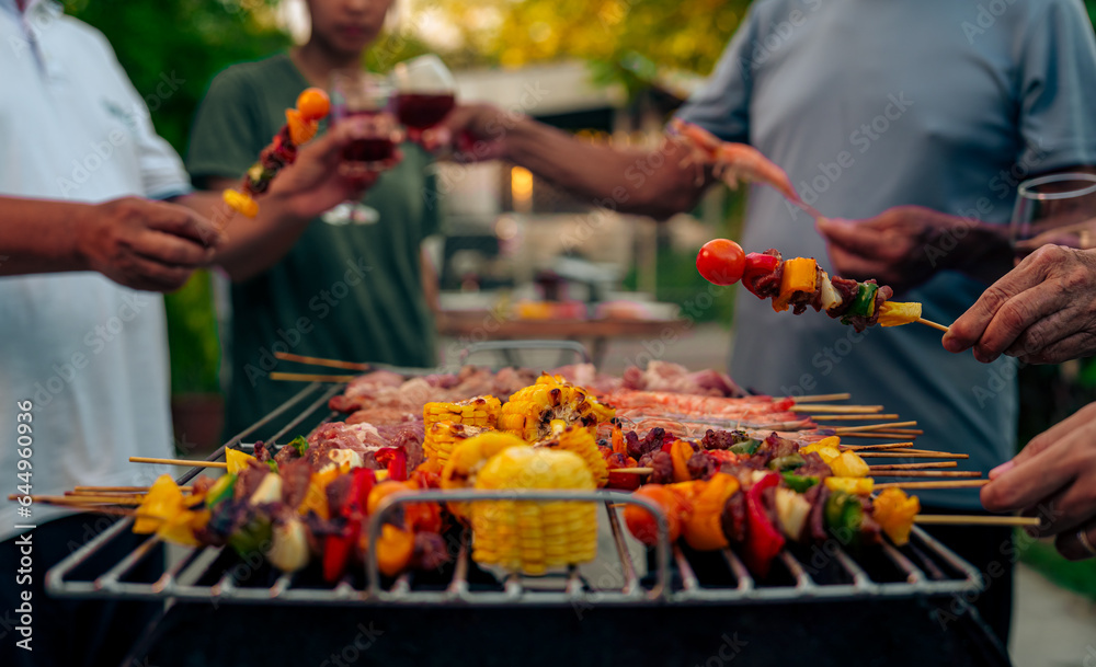 BBQ Fun Party with Grandparents, Family Gathering in the Garden ...