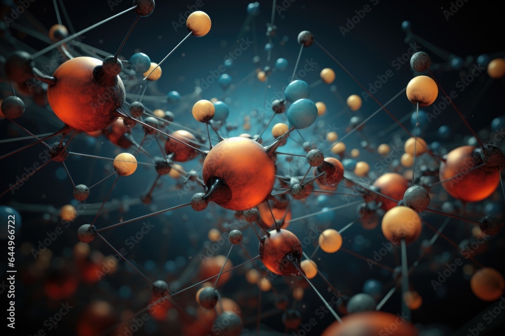 3d render of a molecule. structure of atoms and molecules and their ...