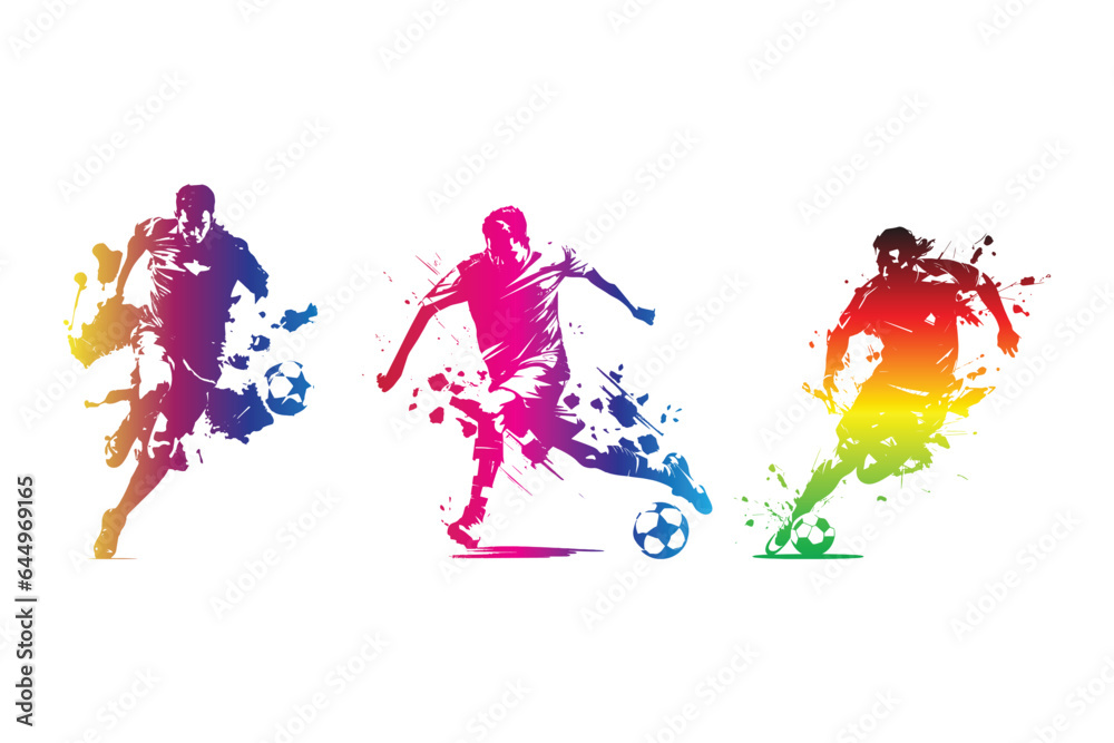 Logo Football. Football players vector silhouette illustration isolated ...