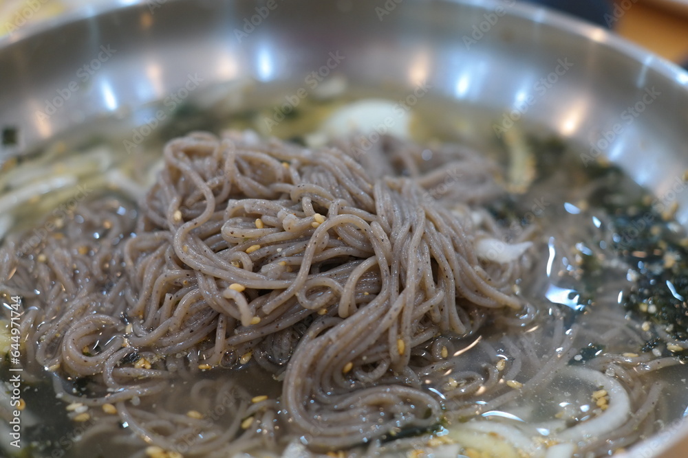 Cold Buckwheat Noodles are a food in Korean cuisine where noodles made ...