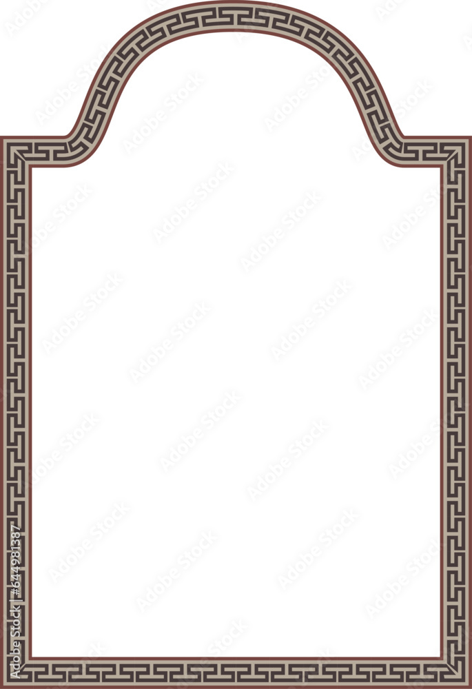 Convex Arch rectangular frame architecture window door Greek meander ...