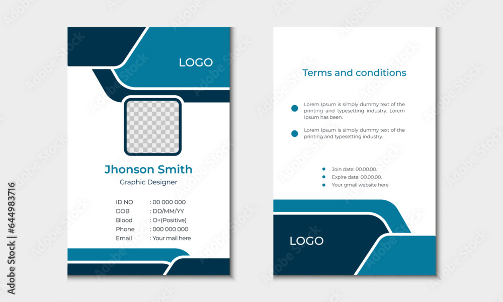 modern and creative, simple vector office id card design with two or ...