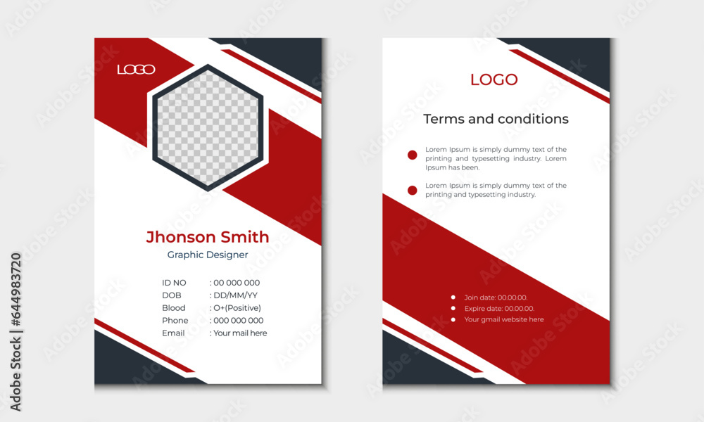 modern and creative, simple vector office id card design with two or ...