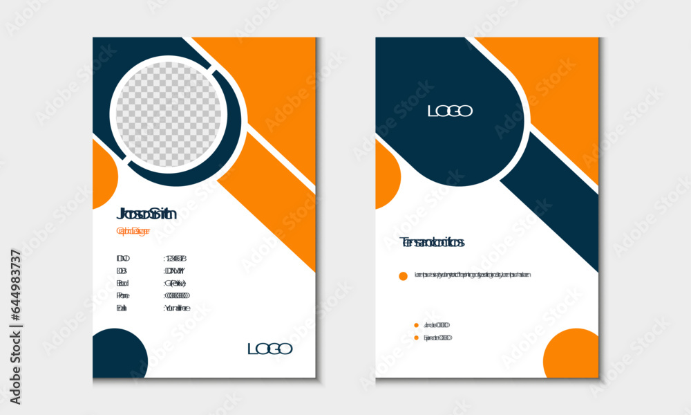 modern and creative, simple vector office id card design with two or ...