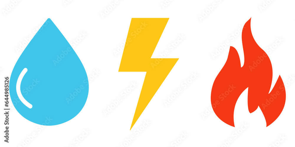Gas water electricity icon set vector illustration in flat trendy style ...