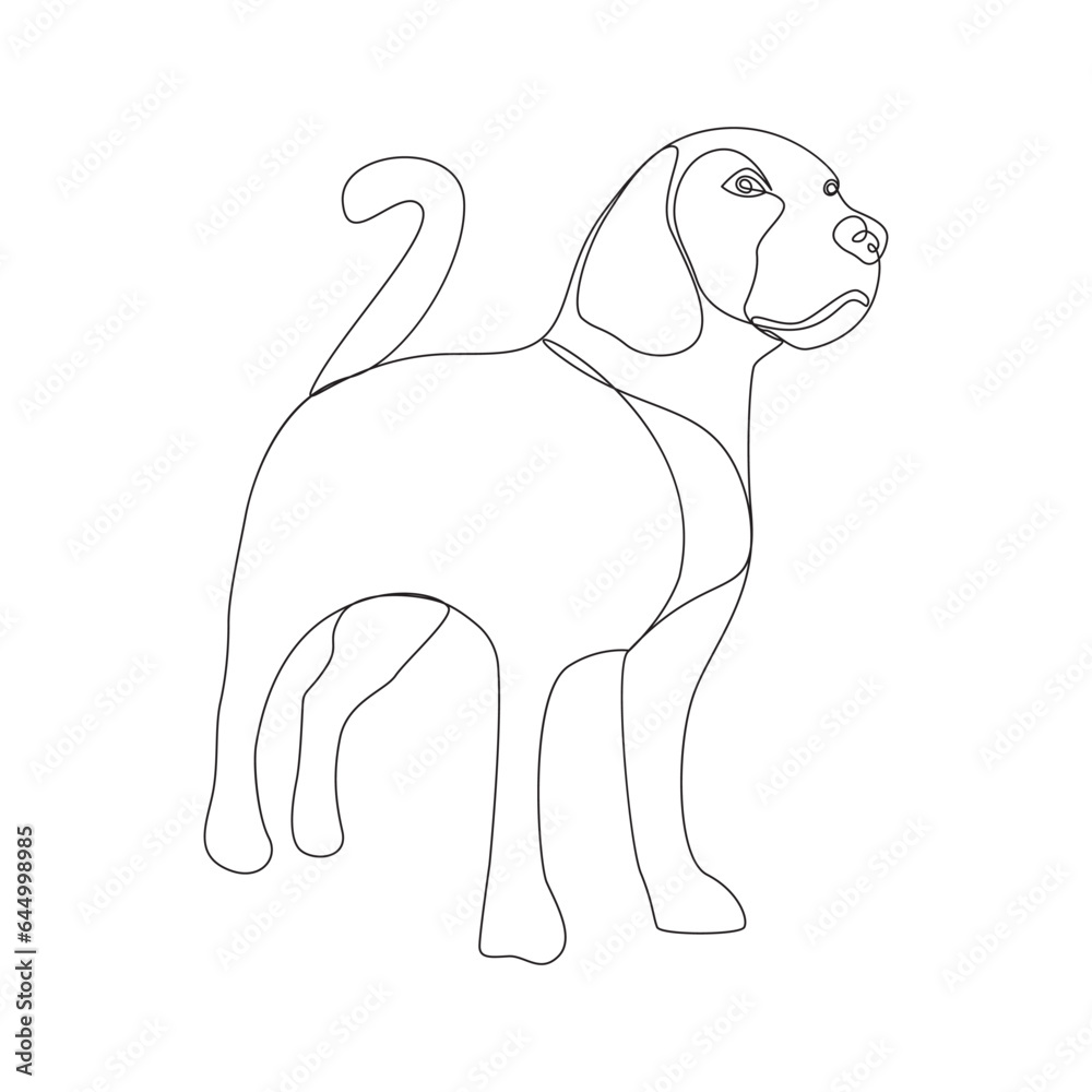 Continuous one line drawing of dog pet out line vector art drawing ...