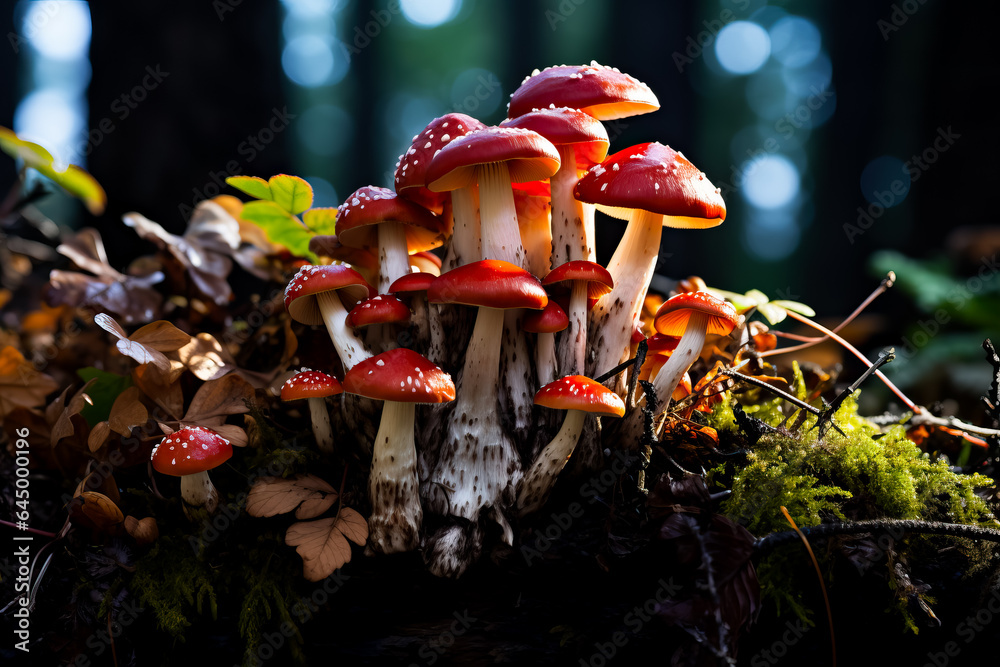 A group of wild mushrooms a treasure trove in the forest captivating ...