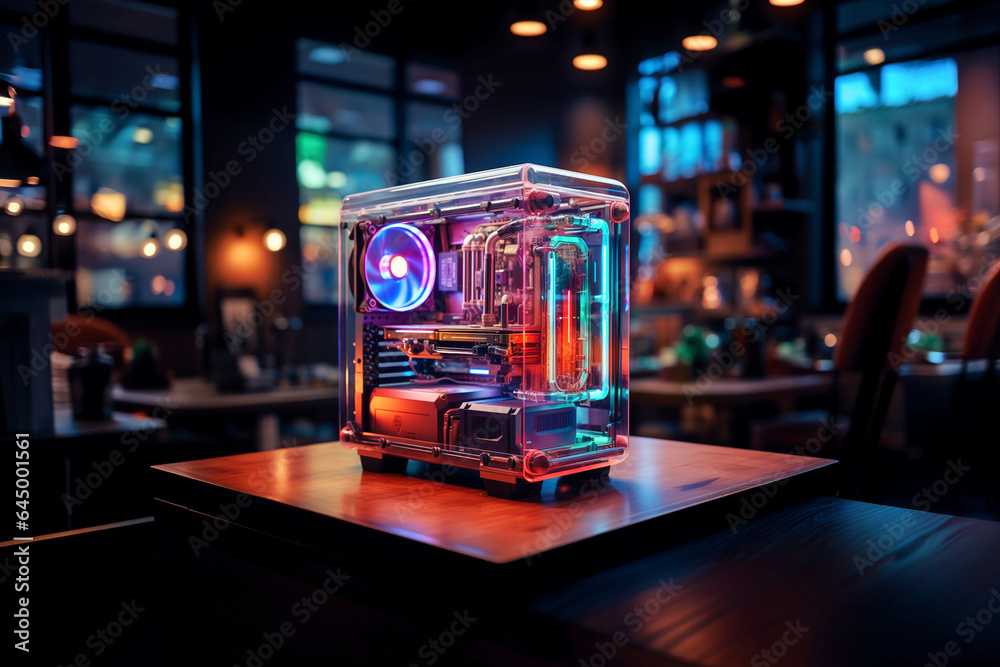 a see through desktop pc case with led rgb lighting cooling system ...