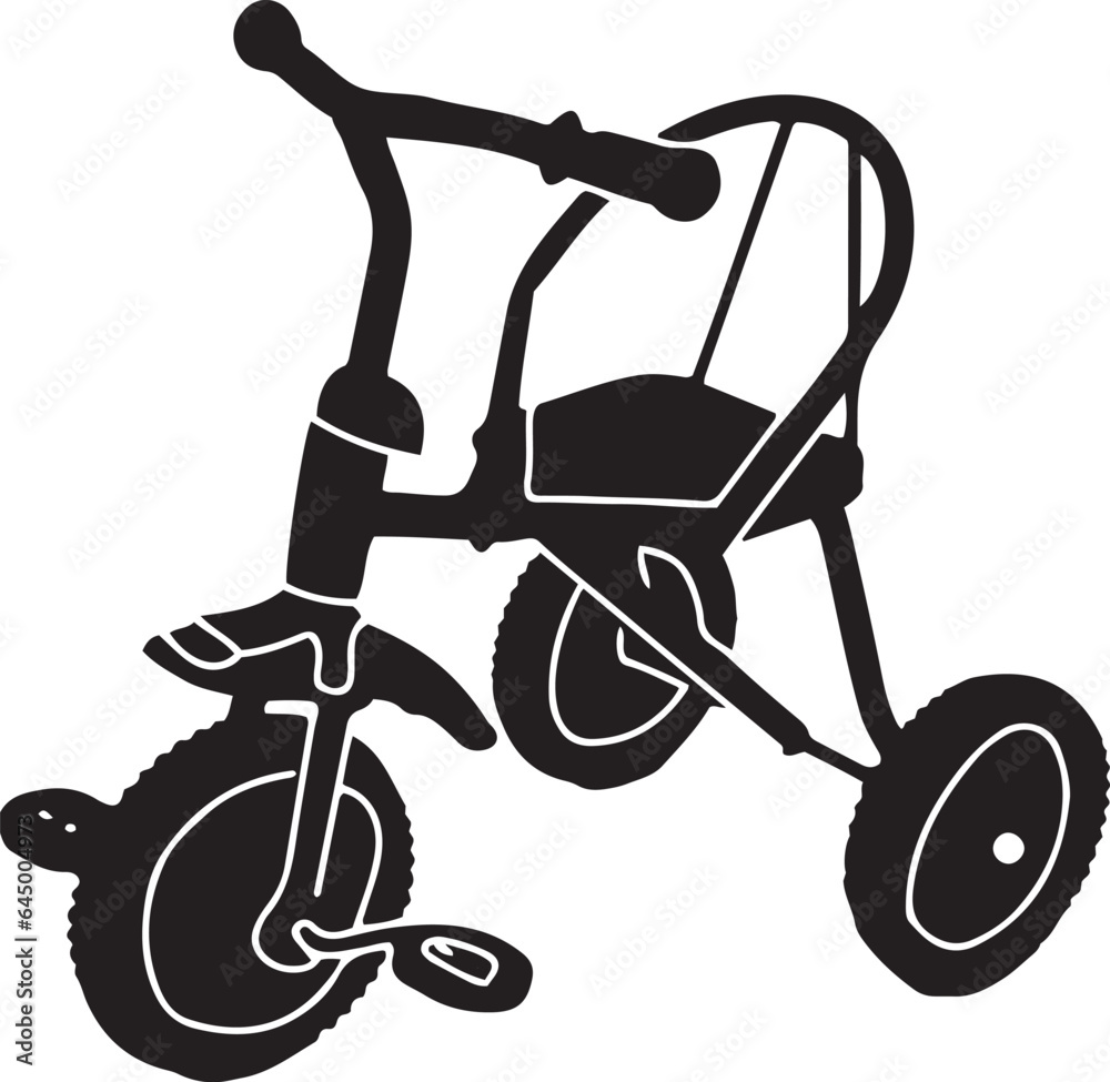 Childhood Transportation - Tricycle Vector Silhouette, Children's ...