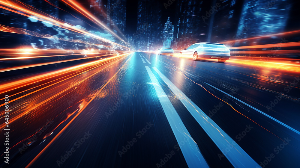 Car motion trails. Speed light streaks background with blurred fast ...