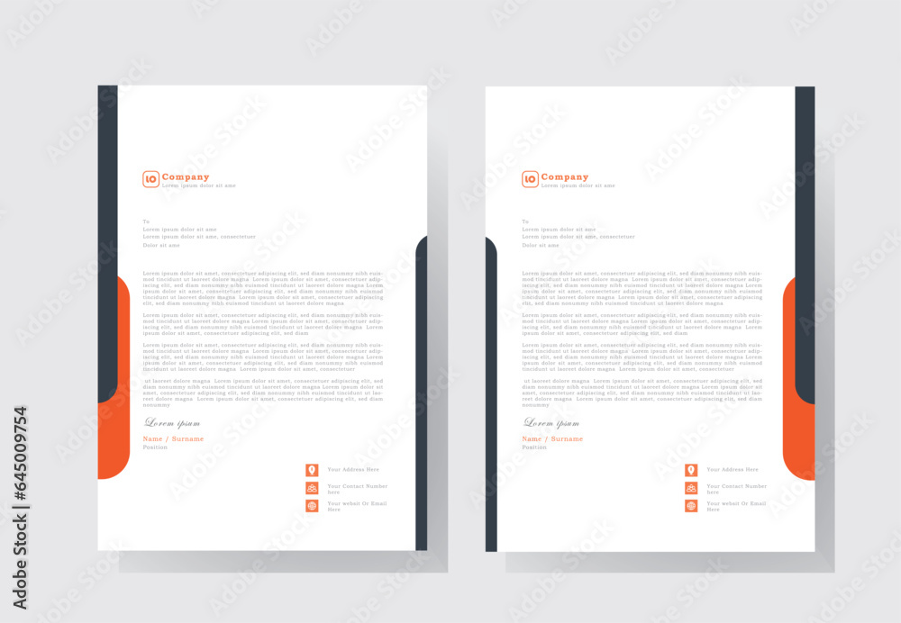 Modern letterhead design template with orange color. creative modern ...