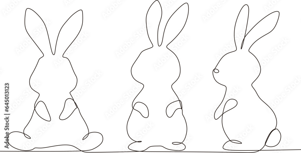 continuous line drawing of rabbit animal Stock Vector | Adobe Stock