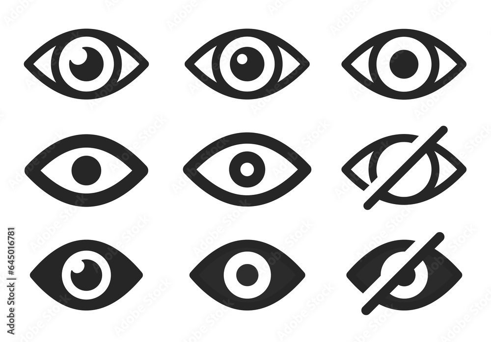 Eye icon set. Eyesight vector symbols isolated. Eye retina scan sign ...