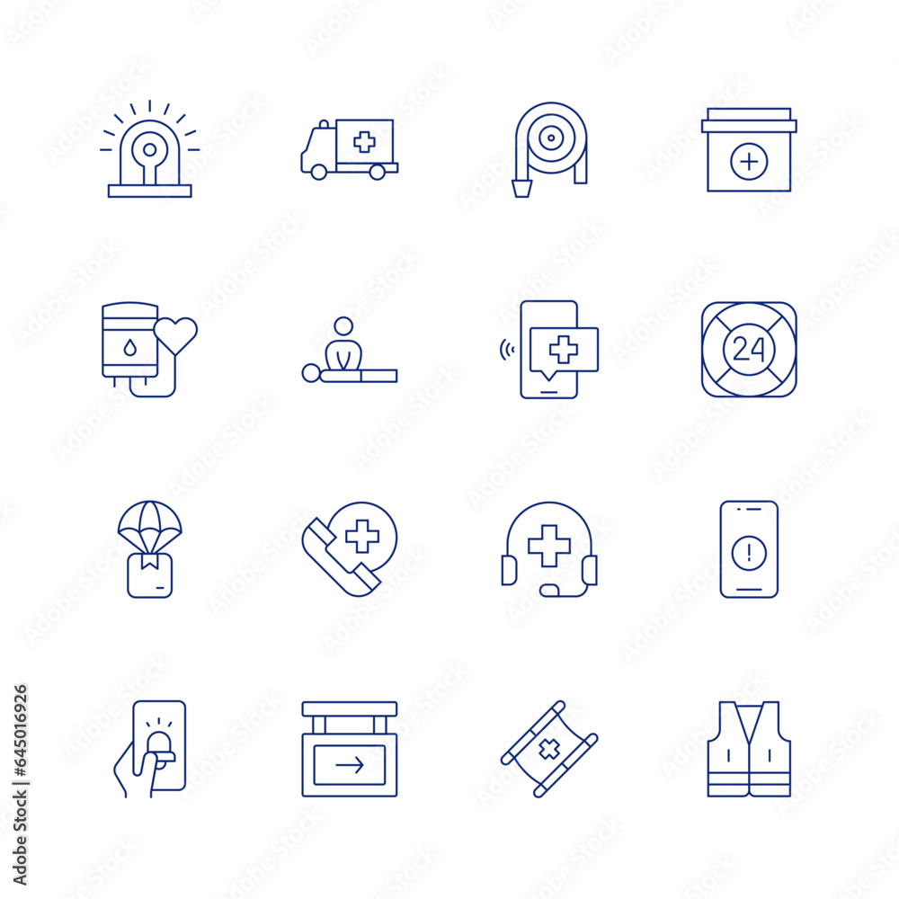 Emergency line icon set on transparent background with editable stroke ...