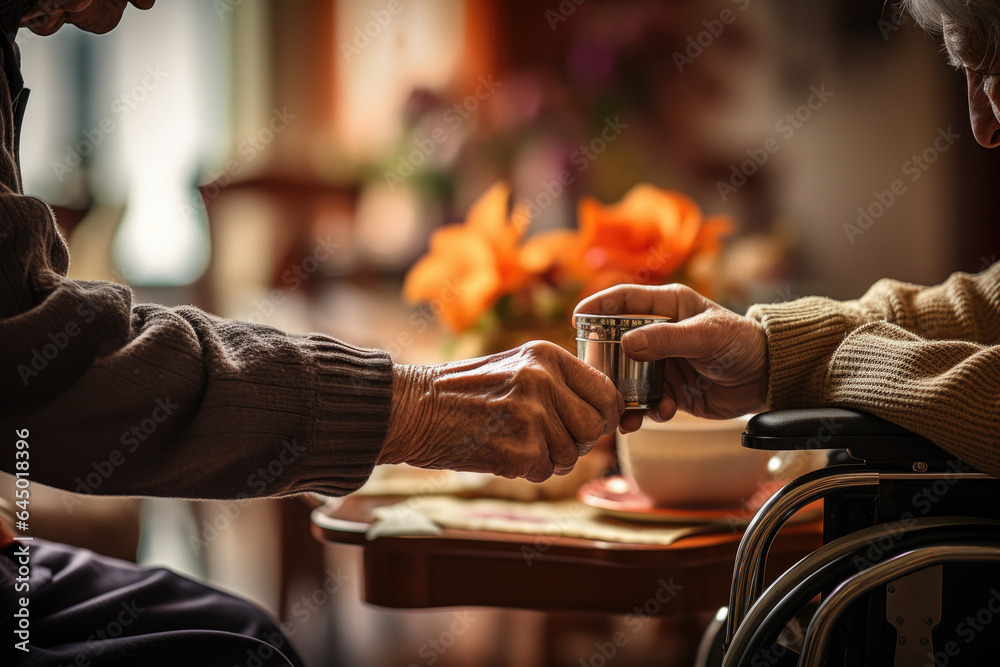 Person providing care to the elderly or disabled, highlighting the ...