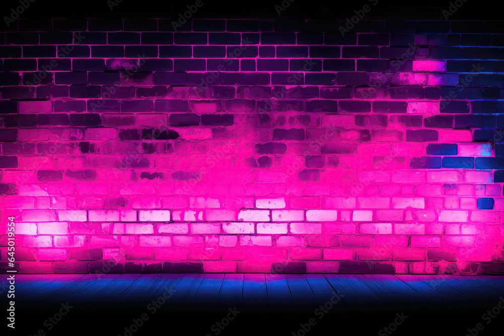 Brick Wall In Pink Burst Neon Colors Stock Photo | Adobe Stock