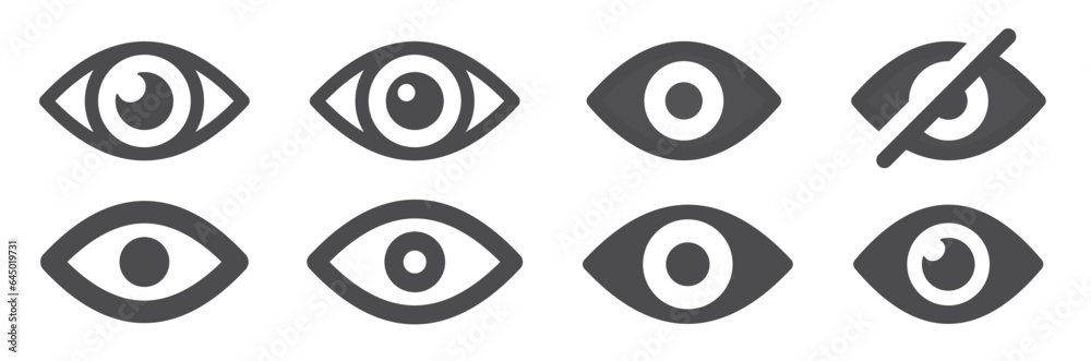 Eye icon set. Eyesight vector symbols isolated. Eye retina scan sign ...