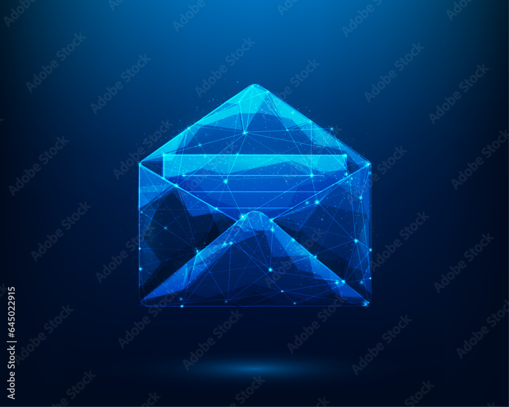 mail message digital technology on blue background. business letter ...