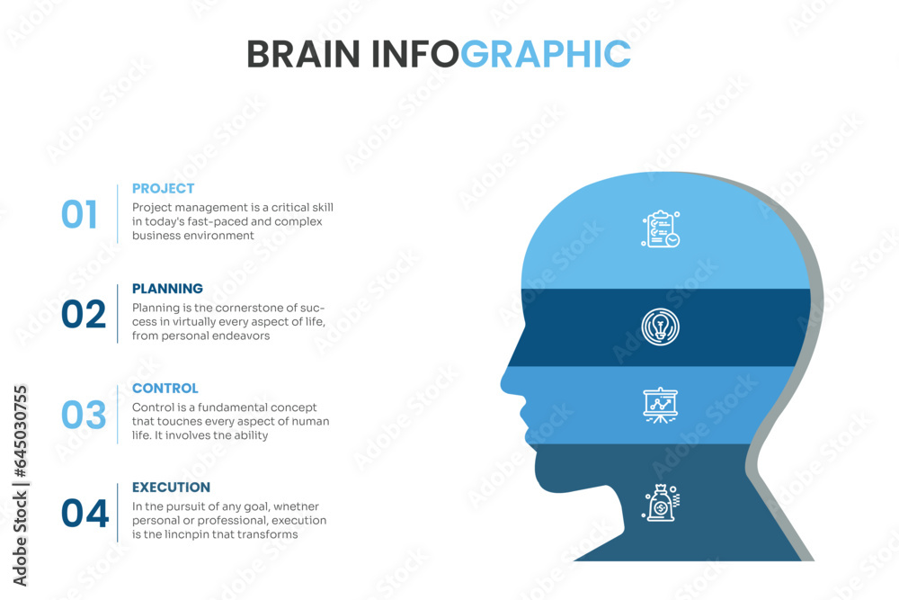 Vector Brain infographic Set. Template for human head diagram, graph ...