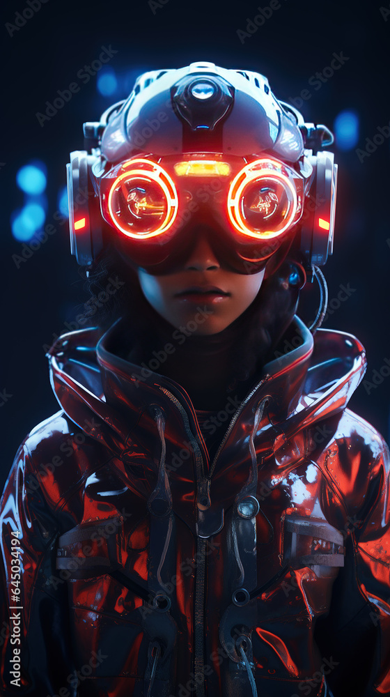 Portrait soldier. Game character. Space cyberpunk soldier. With gas ...