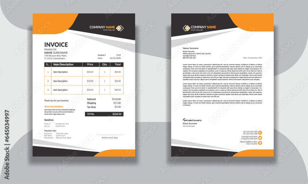 Corporate modern professional clean business invoice and letterhead ...