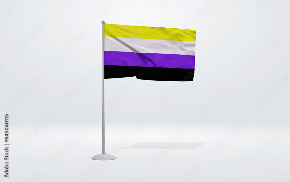 3D illustration of the Gender Non-binary flag symbol of the LGBTQ+ ...