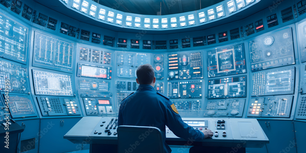 Electrical station, Central control panel of nuclear power plant ...