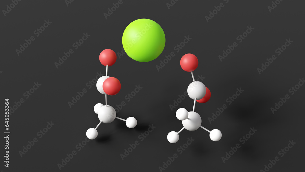 calcium acetate molecule, molecular structure, food additive e263, ball ...