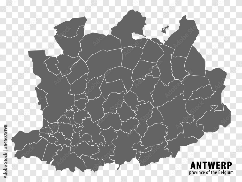 Blank map Province Antwerp of Belgium. High quality map Antwerp with ...