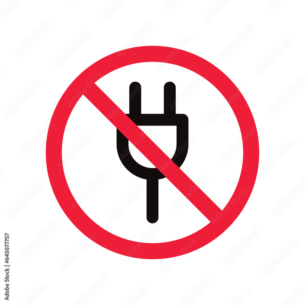 Vecteur Stock No plug icon. Forbidden plug connection icon. Do not ...