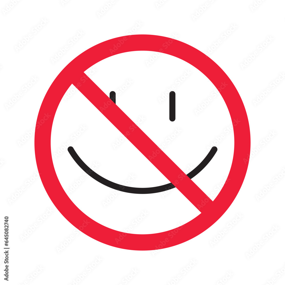 No smile icon. Forbidden emoji icon. No smile vector symbol. Prohibited ...
