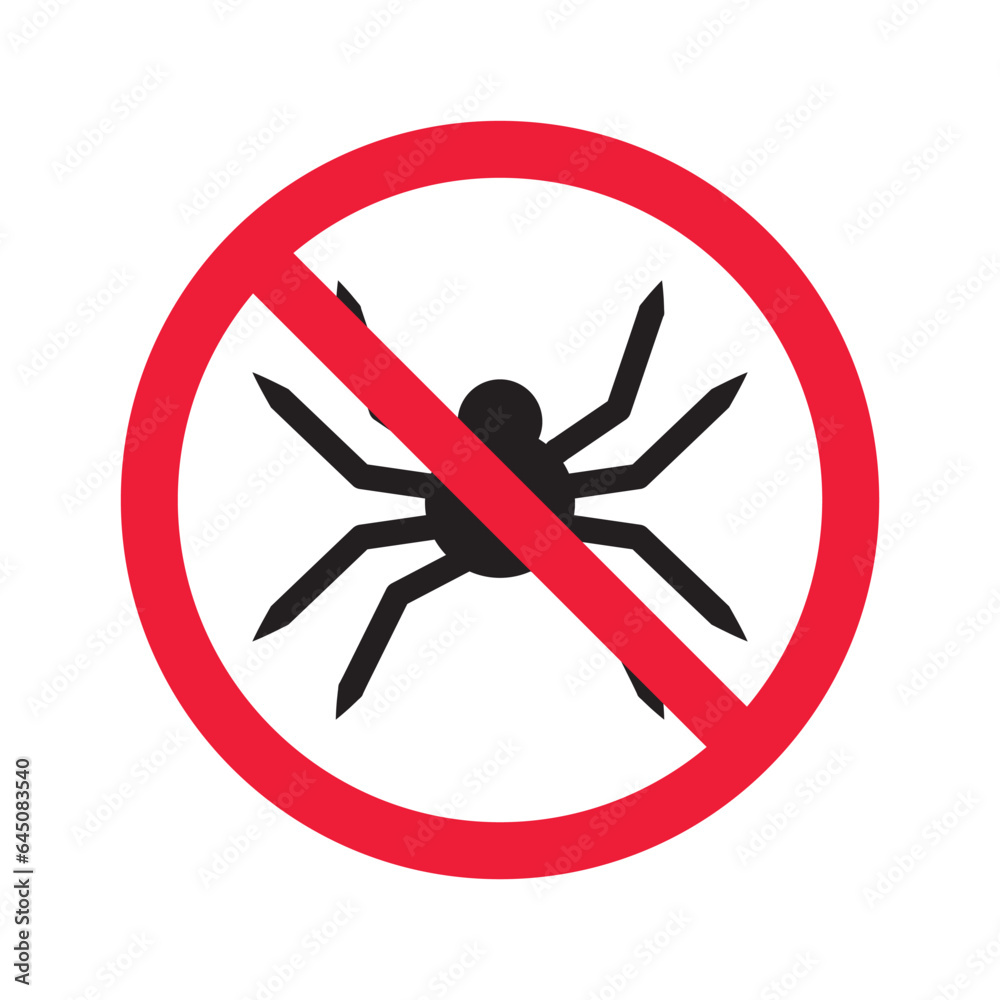 Forbidden spider icon. No bugs icon. Prohibited insects vector icon ...