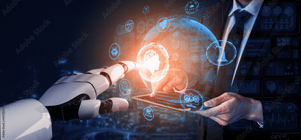3D rendering artificial intelligence AI research of robot and cyborg ...