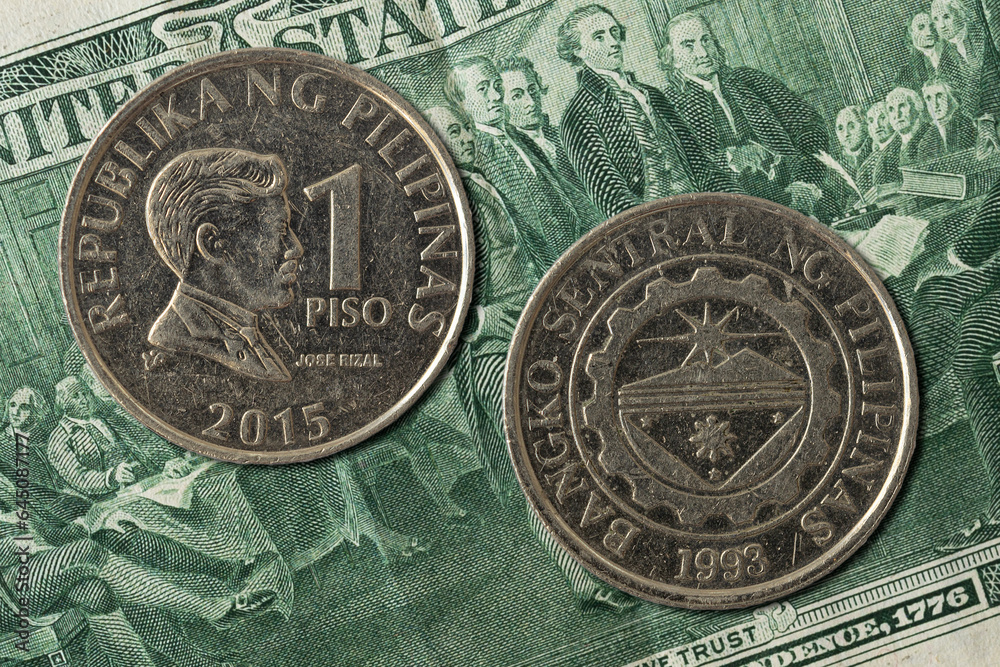 Philippine one piso coin, Jose Rizal. bsp coin series Stock Photo ...