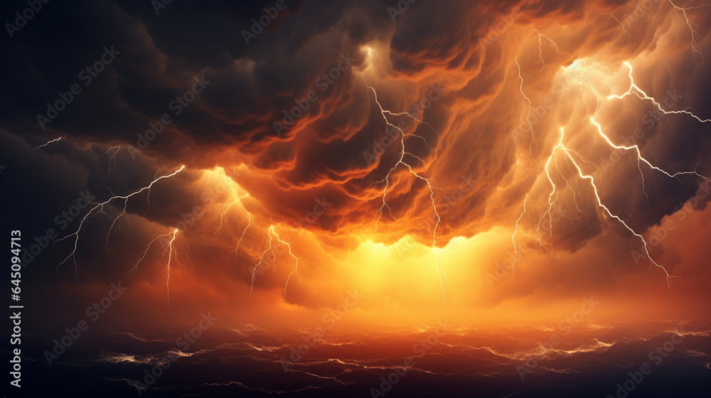 Storm warning - Weather background banner - Amazing lightning storm in ...