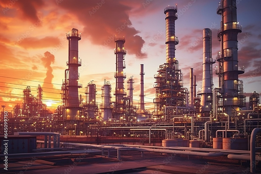 Advanced refinery facility with power plant, gas oil depot, and ...