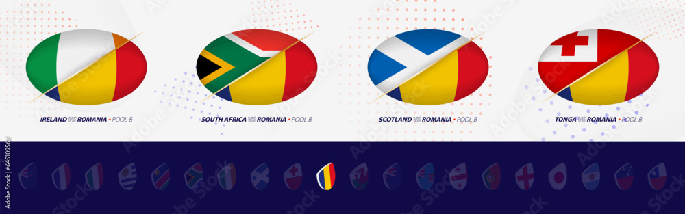 Rugby competition icons of Romania rugby national team, all four ...